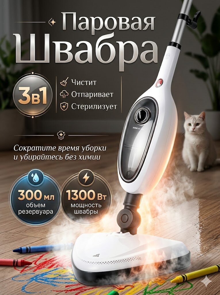 Паровая швабра для пола 10 в 1, пароочиститель, парошвабра, электрошвабра для дома