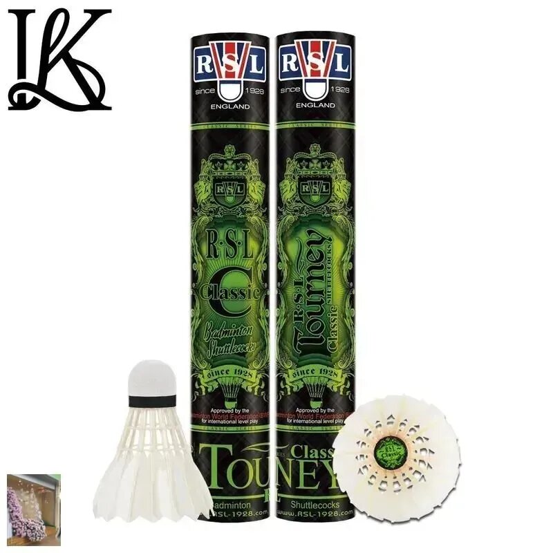Воланы RSL Classic перьевые для бадминтона, 12 шт, белые, с гусиными перьями