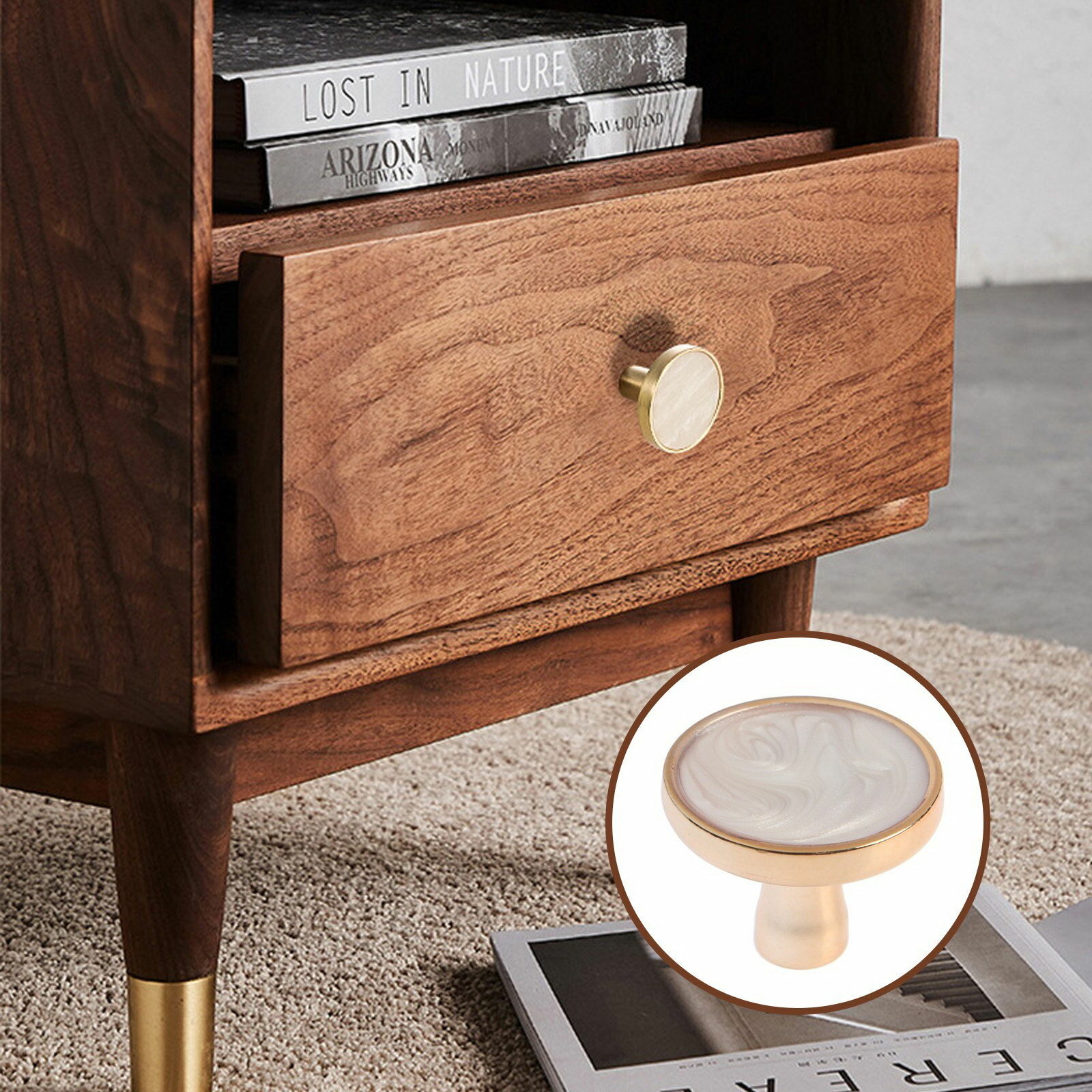 Ручка-кнопка РК103, d=33 мм, пластик, цвет золото, форма: круглая