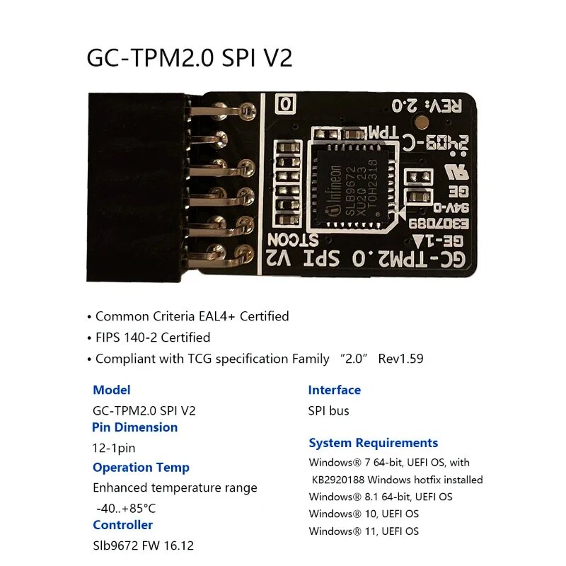 Модуль TPM 2.0 SPI GC-TPM2.0 SPI V2 V2