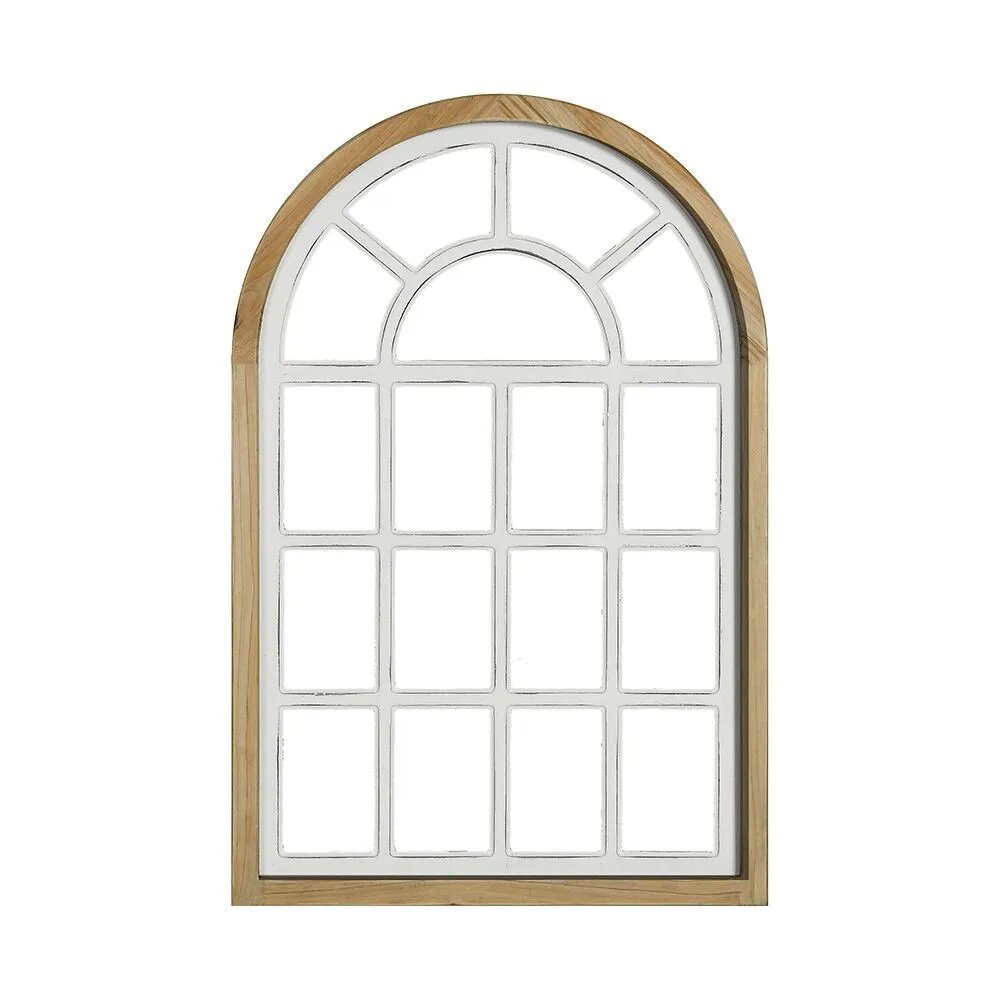 Фальш-окно декоративное из массива сосны с белыми деталями, имитация окна для интерьера