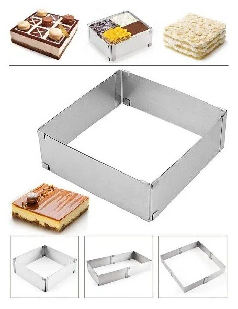 Форма раздвижная для выпечки и запекания с от 15 до 28 см / кольцо кулинарное для духовки и выкладки салатов