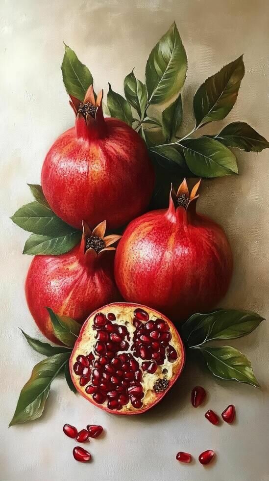 Алмазная живопись "Сочный гранат", 5D, круглая, 40x50 см. Производитель: Brose Art.