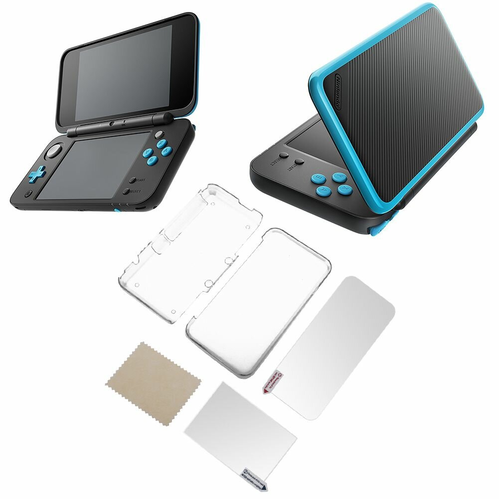 Чехол и защитные пленки для Nintendo New 2DS XL, прозрачный, из поликарбоната