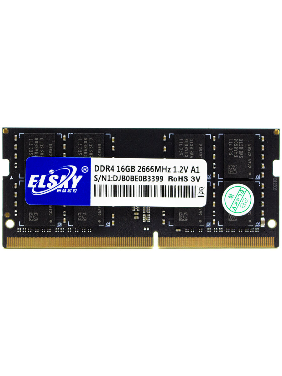 Модуль памяти для ноутбука SODIMM DDR4 16GB PC21300 2666МГц ELSKY Ver:2