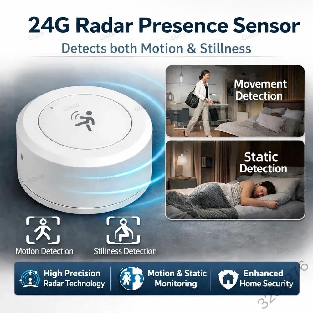 Датчик умного дома Mini Human Presence Sensor 24G Precision Radar Real-time Detection, Tuya Smart, Smart Life — фото 1