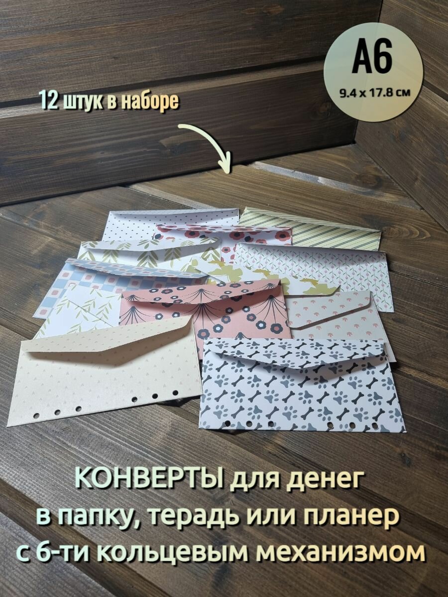 Конверты для денег А6 в папку на кольцах