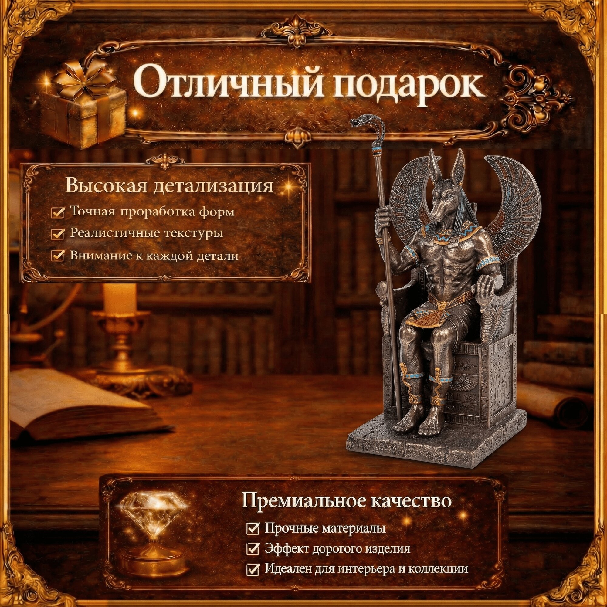 Статуэтка Анубис на троне — фото 1