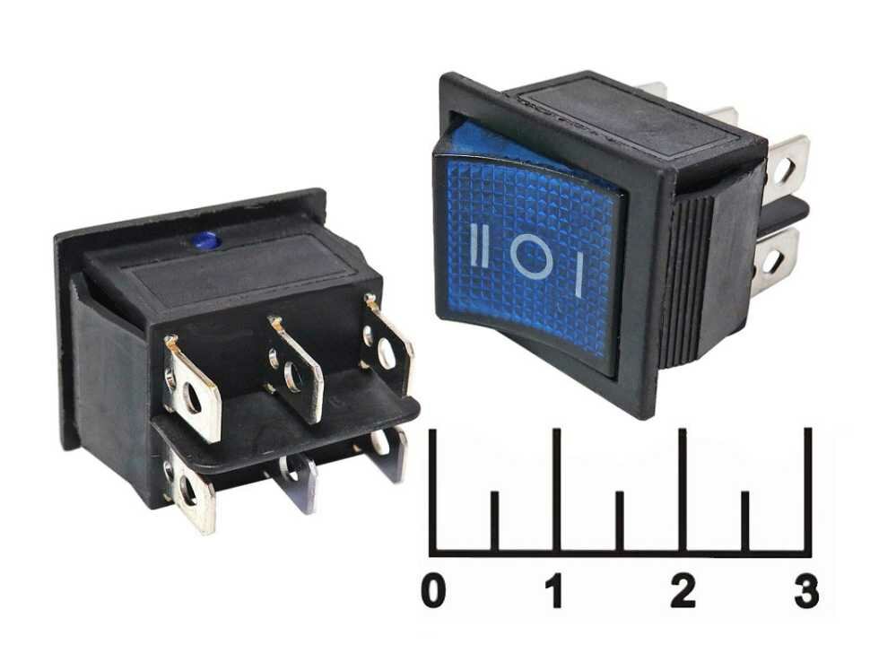 Выключатель 250/16 250V 16A RS-2C синий 3-х позиционный 6 контактов М (21*25) KDC4-203N(SC767)
