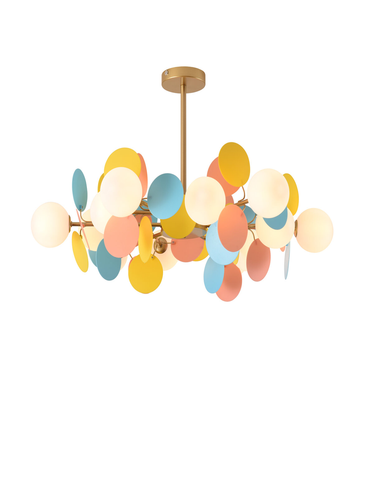 Декоративная люстра в виде стеклянного шара для освещения гостиной.