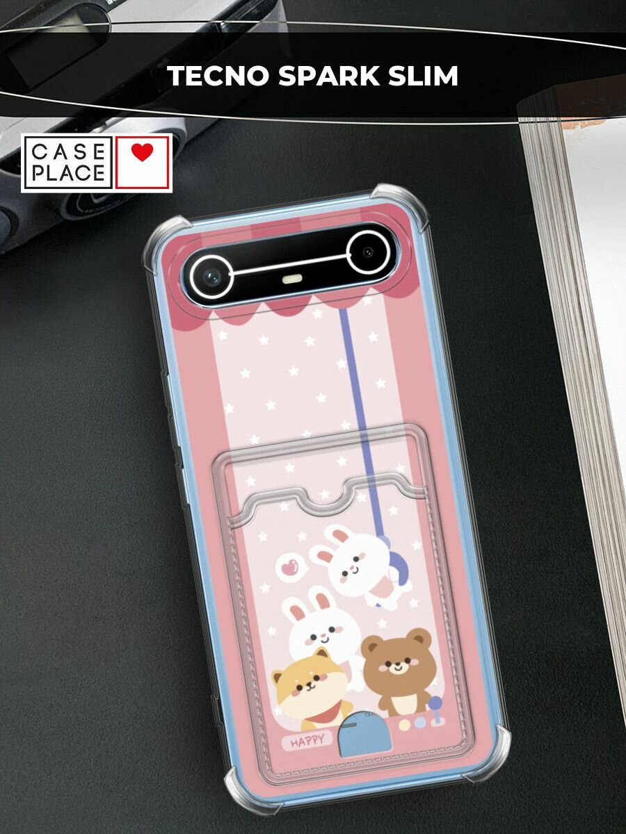 Чехол на Tecno Spark Slim (Текно Спарк Слим) с картой и принтом Crane game