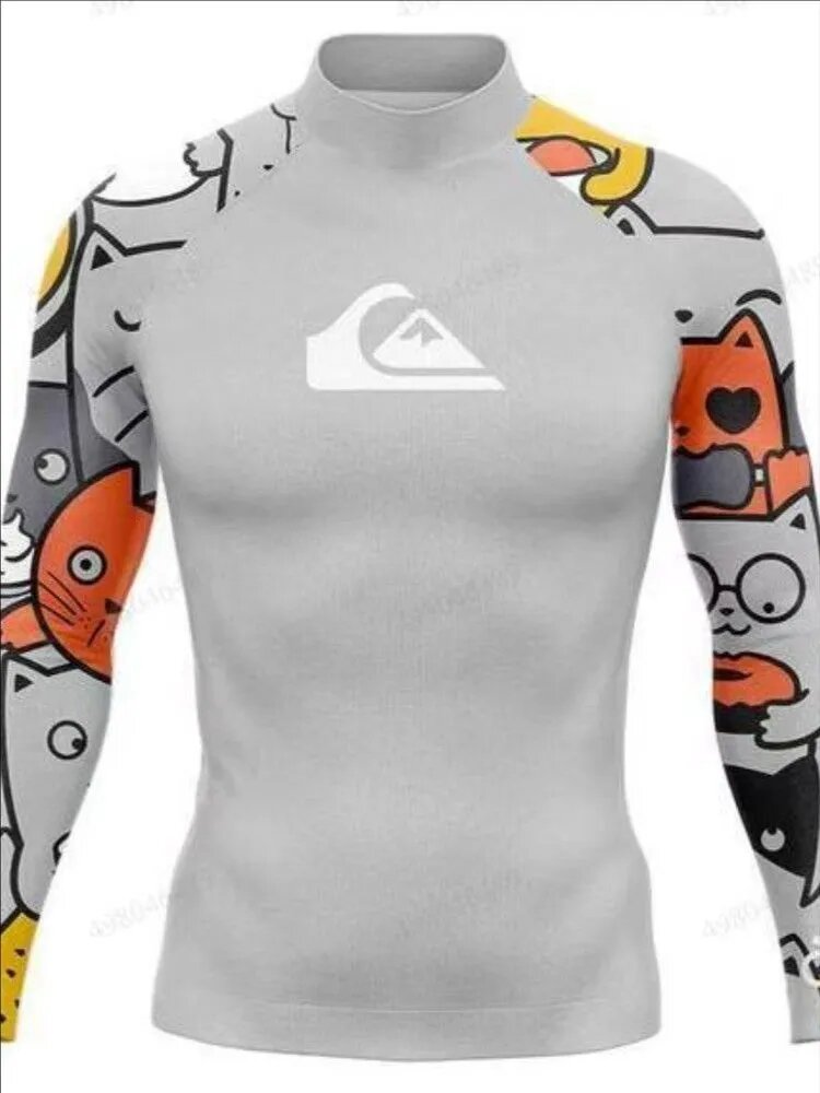 Гидромайка Quiksilver с принтом котиков размер 10 (XL) для плавания и защиты от солнца