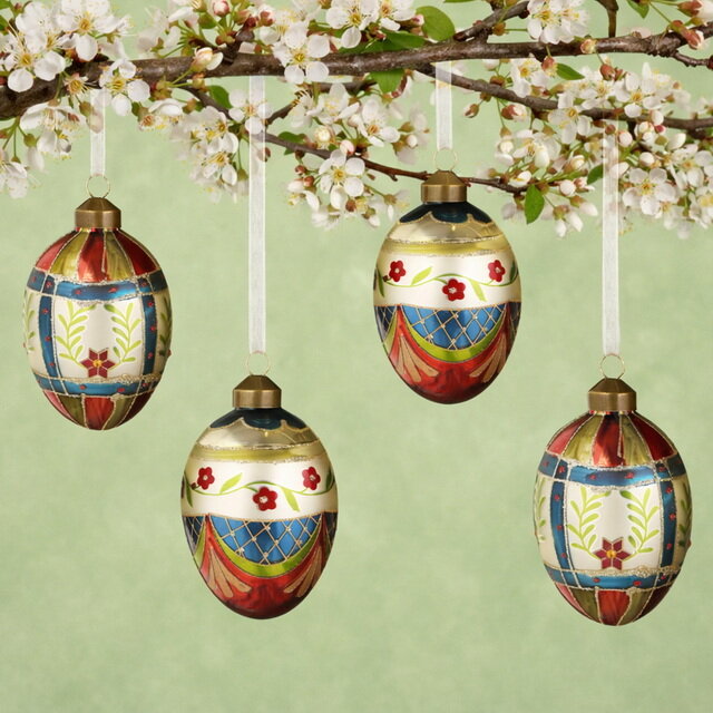 Елочные игрушки Яйца Павоне-Канавезе 11 см, 4 шт, стекло, Winter Deco, 4060261