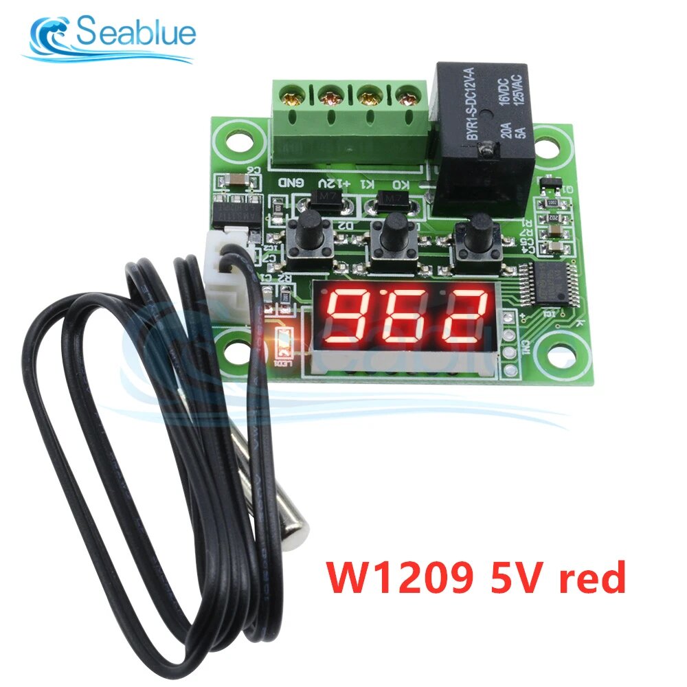 Термостат цифровой W1209 5V red с датчиком