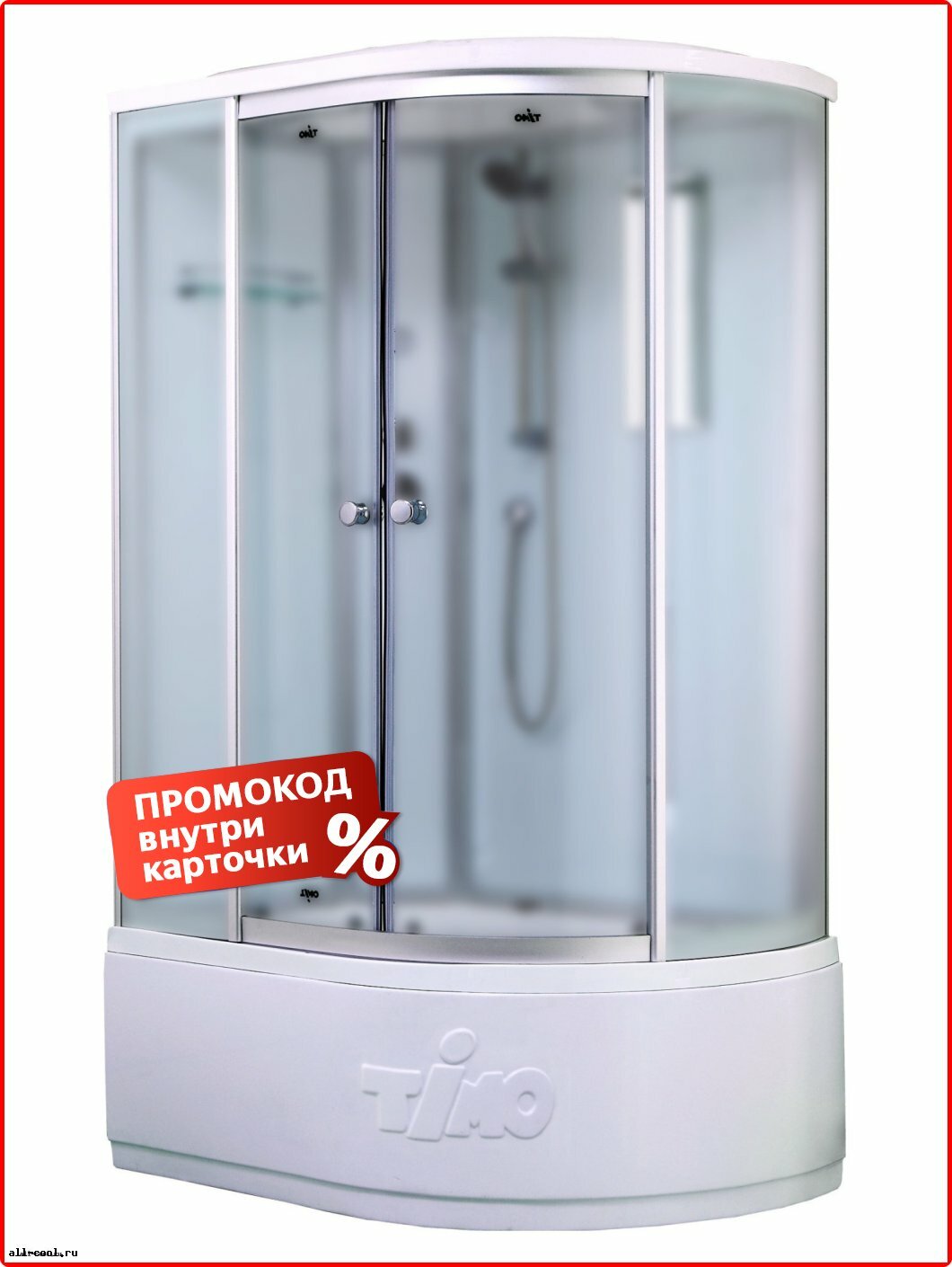 Душевая кабина Timo Gemma 100x85 высокий поддон, четверть круга, белый, сиденье