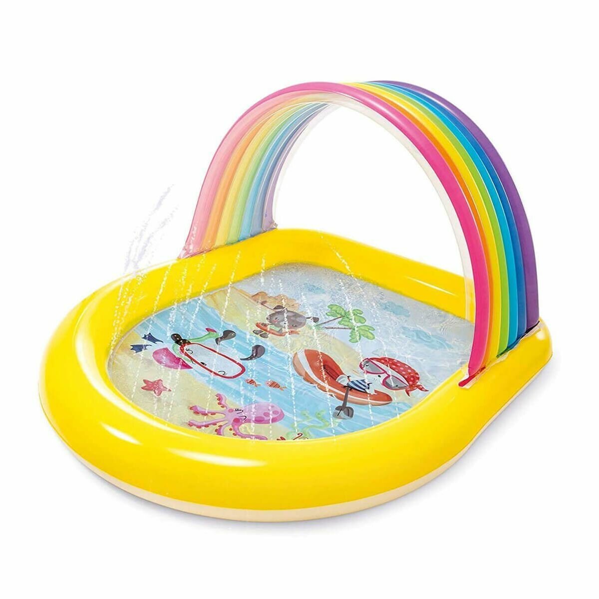 Детский бассейн надувной Intex Радуга 57156 с навесом, желтый