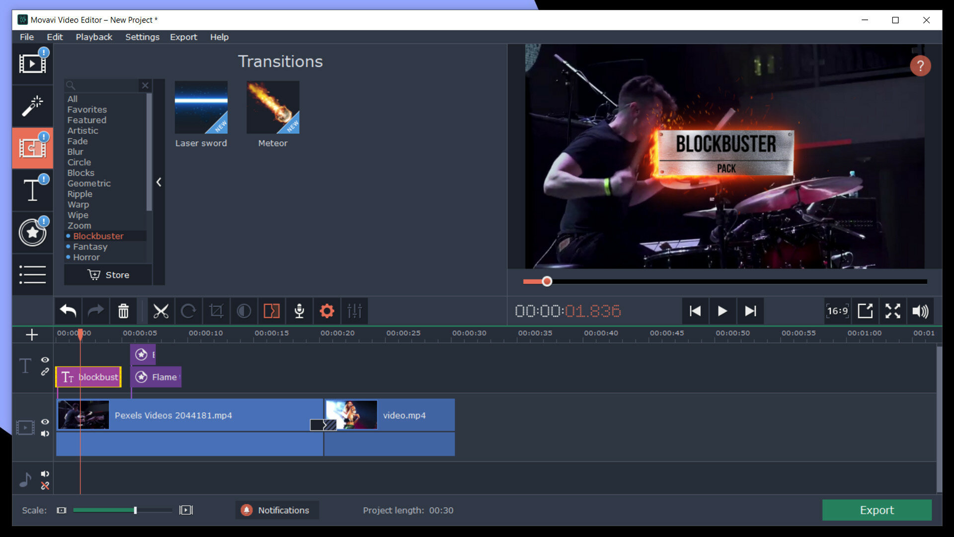 Movavi Video Editor Plus 2020 - Cinematic Set Effects DLC Steam Ключ