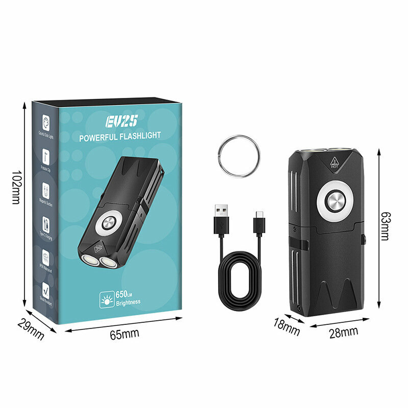 Фонарик-брелок EDC с высокой яркостью, RGB-подсветкой, длительным временем работы от батареи, быстрой зарядкой, миниатюрный портативный аварийный фонарь.