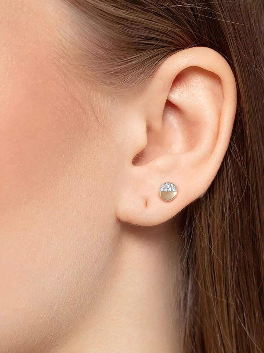 Пирсинг, красное золото, 585 проба, родирование, бриллиант