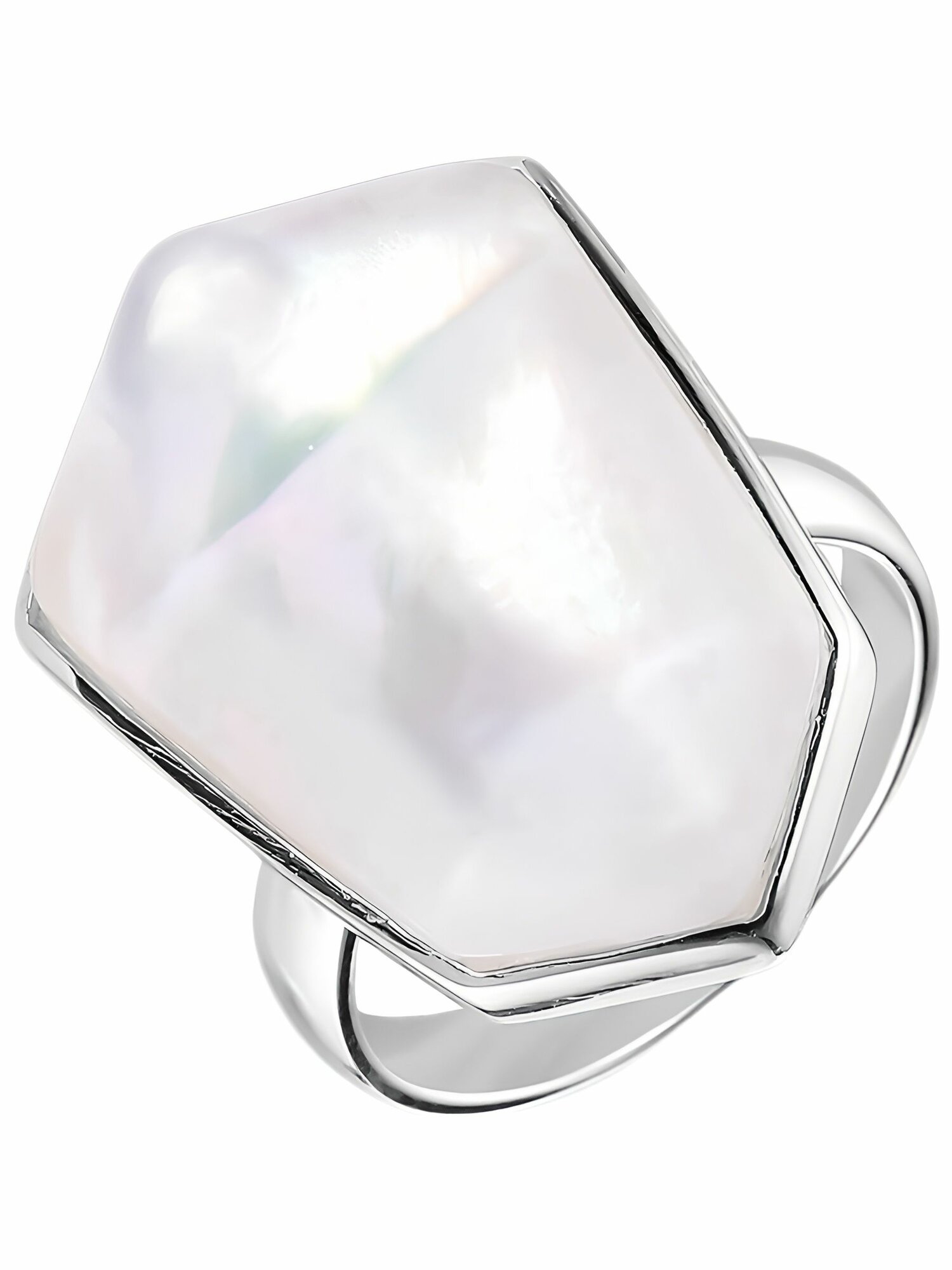 Кольцо тонкое, серебро, 925 проба, родирование, перламутр