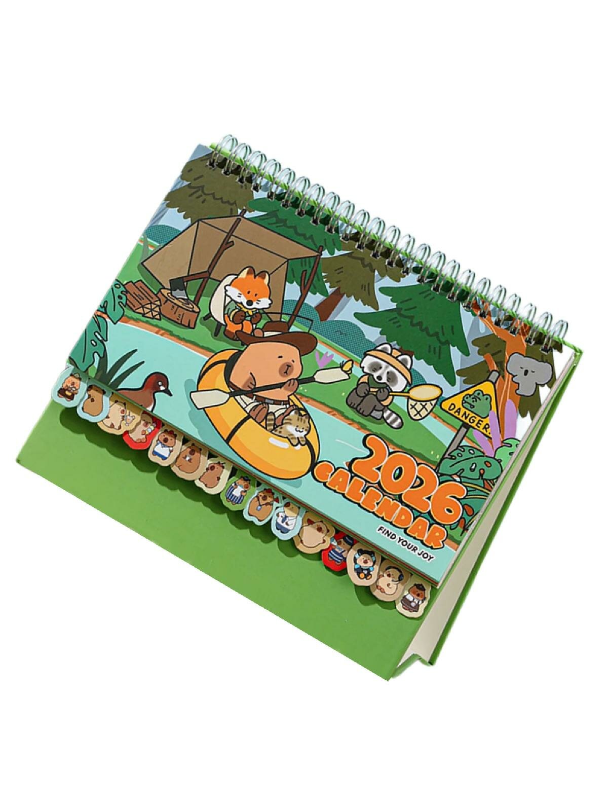 Настольный ежемесячный календарь на 2026 год Очаровательный календарь в стиле капибары Ежедневник