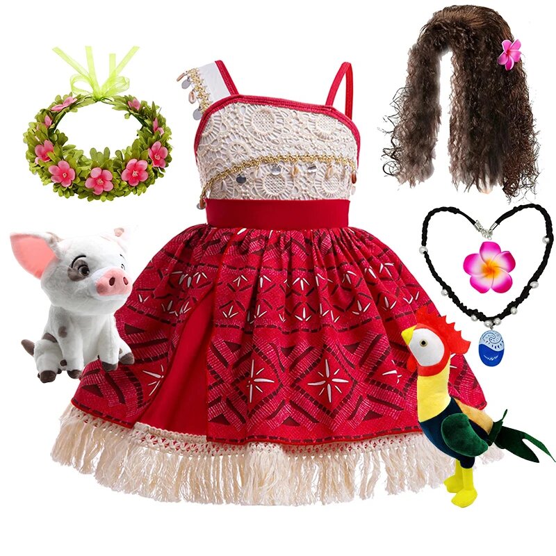 Платье принцессы Моаны Disney Size 120(4T), Красный, Moana 2 Set 6