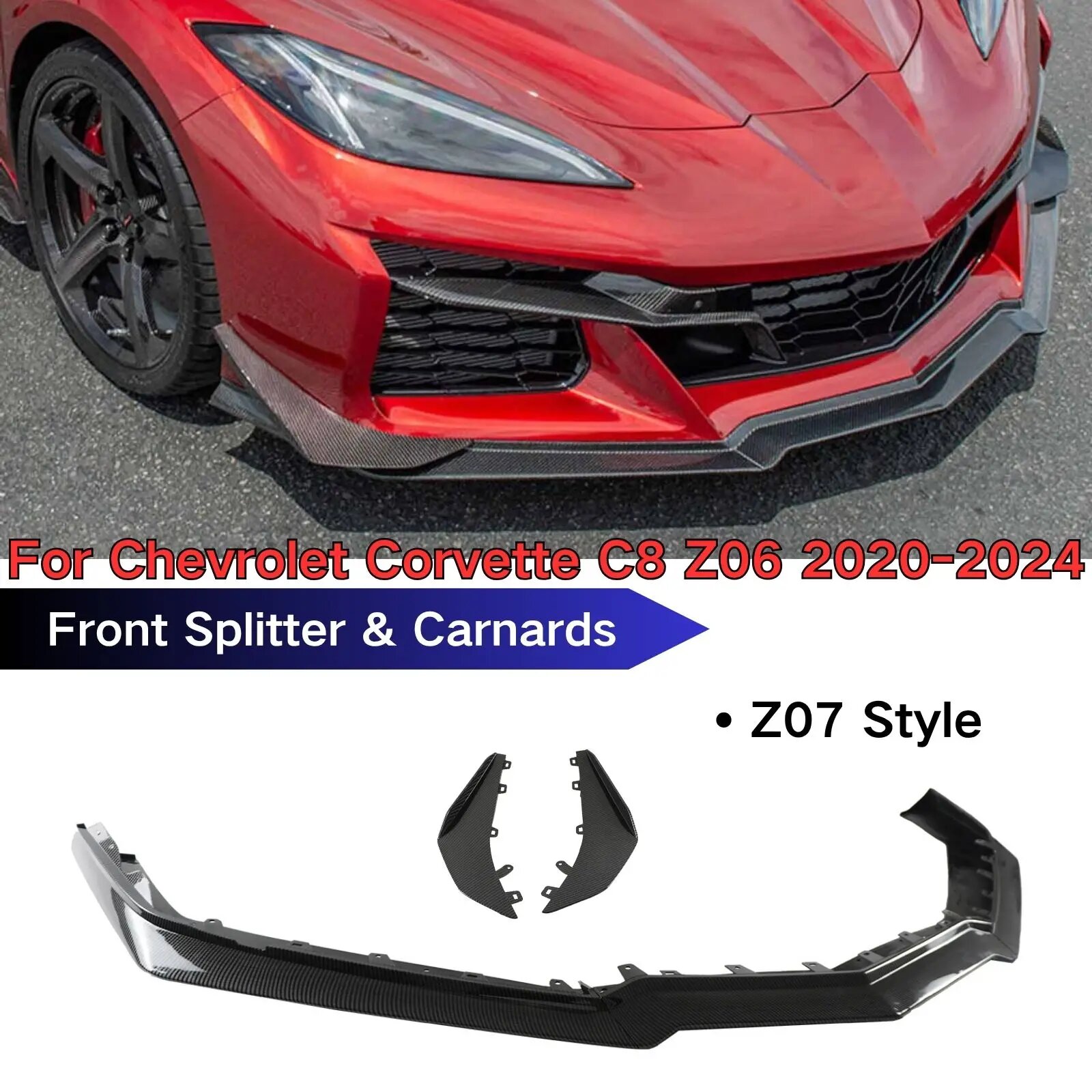 Передний бампер Corvette C8 Z06 2020-2024, карбон, ABS