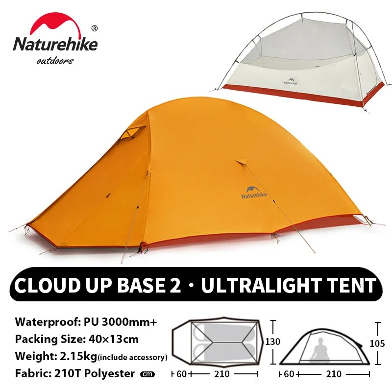 Naturehike Cloud Up 2/3 Палатка BASE 210T Orange