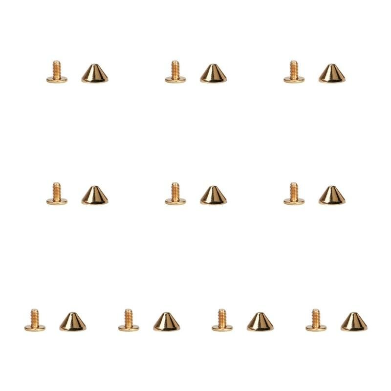 Бронзовые заклёпки для ремней и ошейников, Светло - золотой - 3 заостренных конуса 9x6