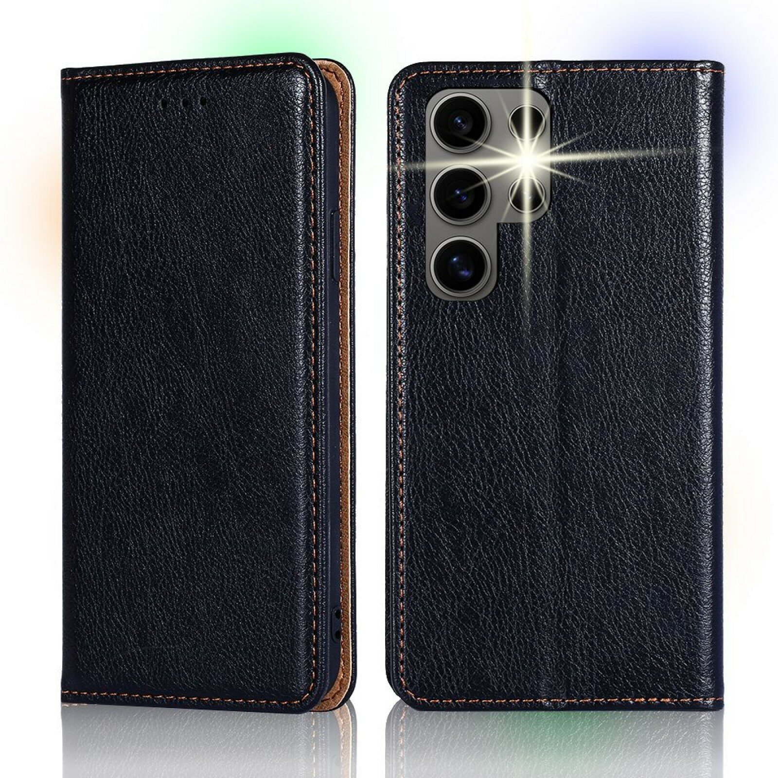 Флип-чехол MyPads для Samsung Galaxy S24 Ultra, черный защитный аксессуар из искусственной кожи