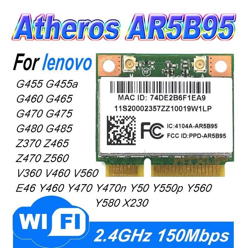 WDXUN Беспроводная сетевая карта Atheors AR9285 AR5B95 для Lenovo