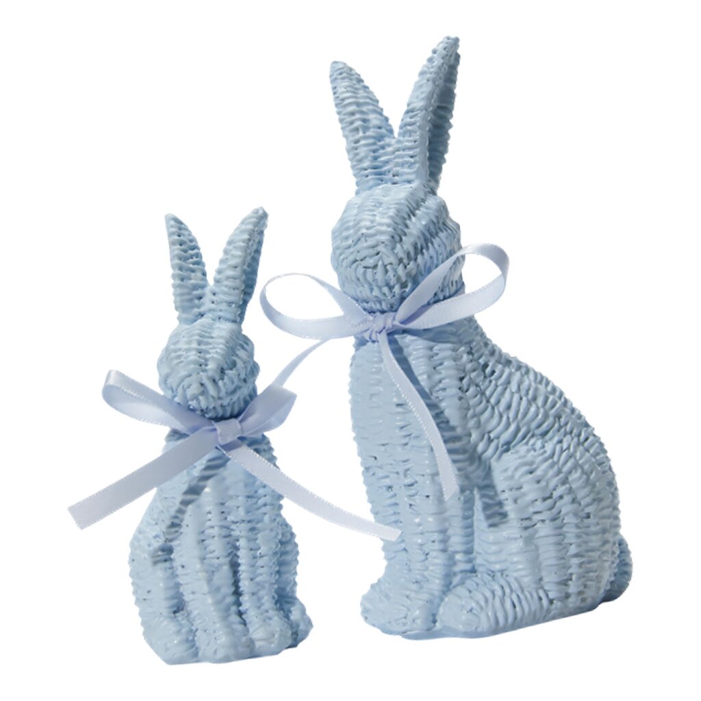Фигурки Пасхальных кроликов с эффектом ротанга и бантом Для сезонного оформления дома