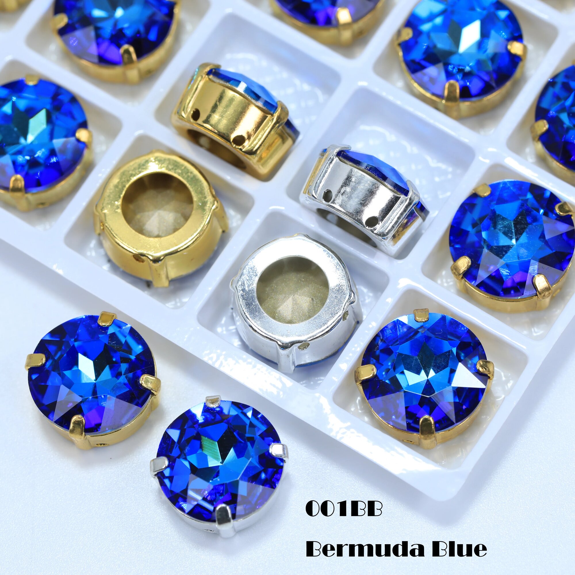 Стразы Bermuda Blue 12 мм, синий, 40 шт, Silver Claw