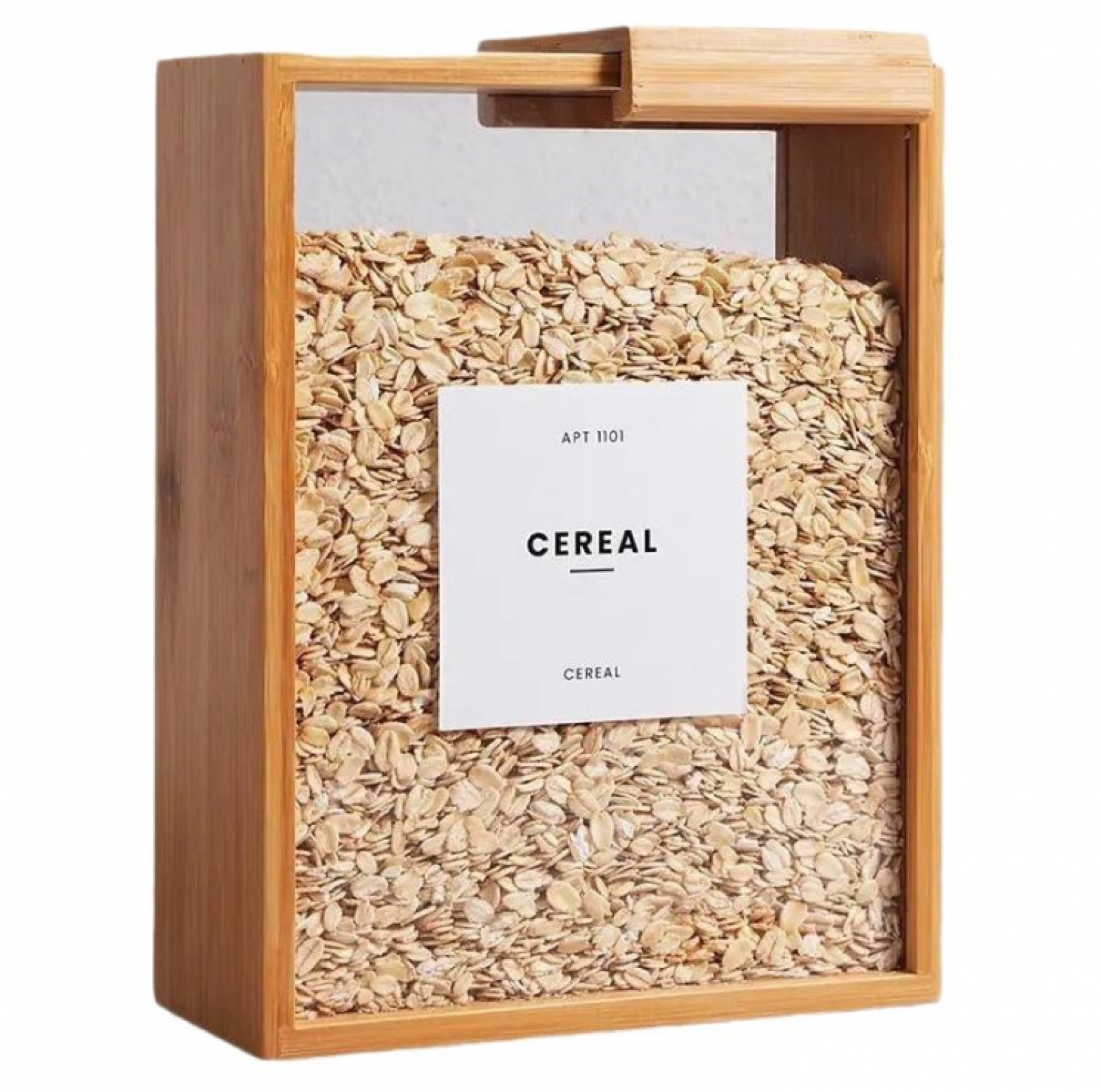 Емкость для хранения сыпучих продуктов MyPads, прозрачная, 3000 мл, крышка из натурального дерева