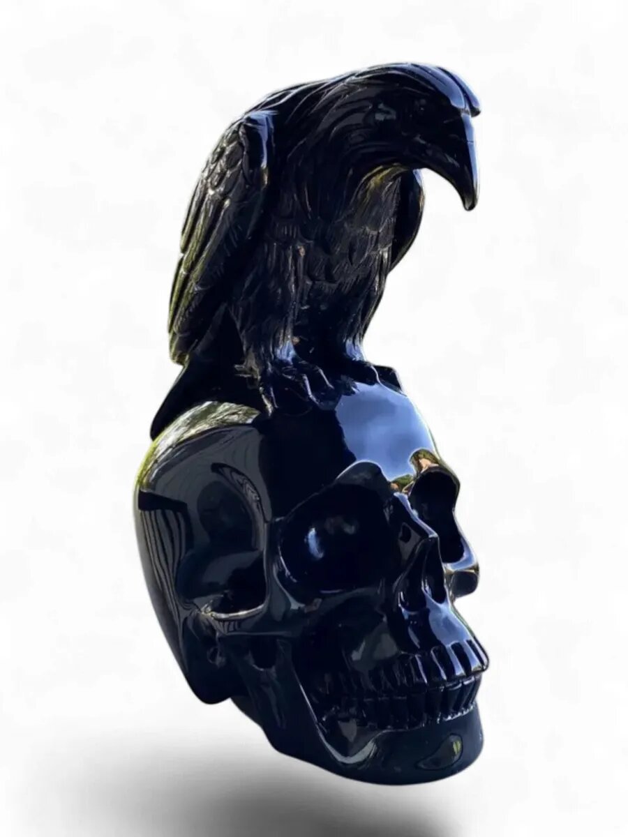 Статуэтка Китобой "Ворон на черепе", полистоун, черный, 16,2 см