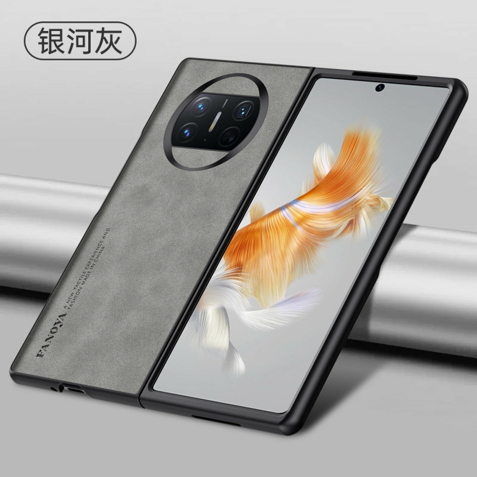 Чехол-бампер MyPads Sotto Fanoya для Huawei Mate X6 из силикона с эко-кожей, серый