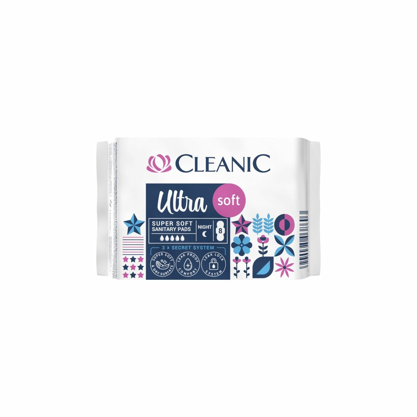 Прокладки CLEANIC Soft Ultra гигиенические, ночь 4, 8 шт
