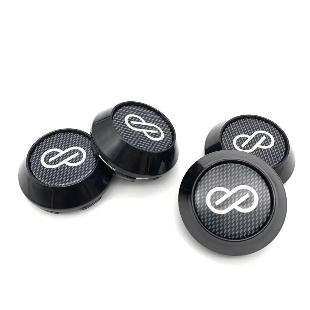 Колпаки ступицы колеса Enkei 4 шт. Заглушки дисков с логотипом, черные, 60 мм