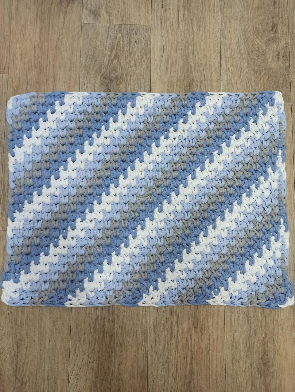 Эко коврик. Прямоугольный вязаный хлопковый ковер, ручной работы для гостиной, спальни, детской, прихожей, ванной и бани