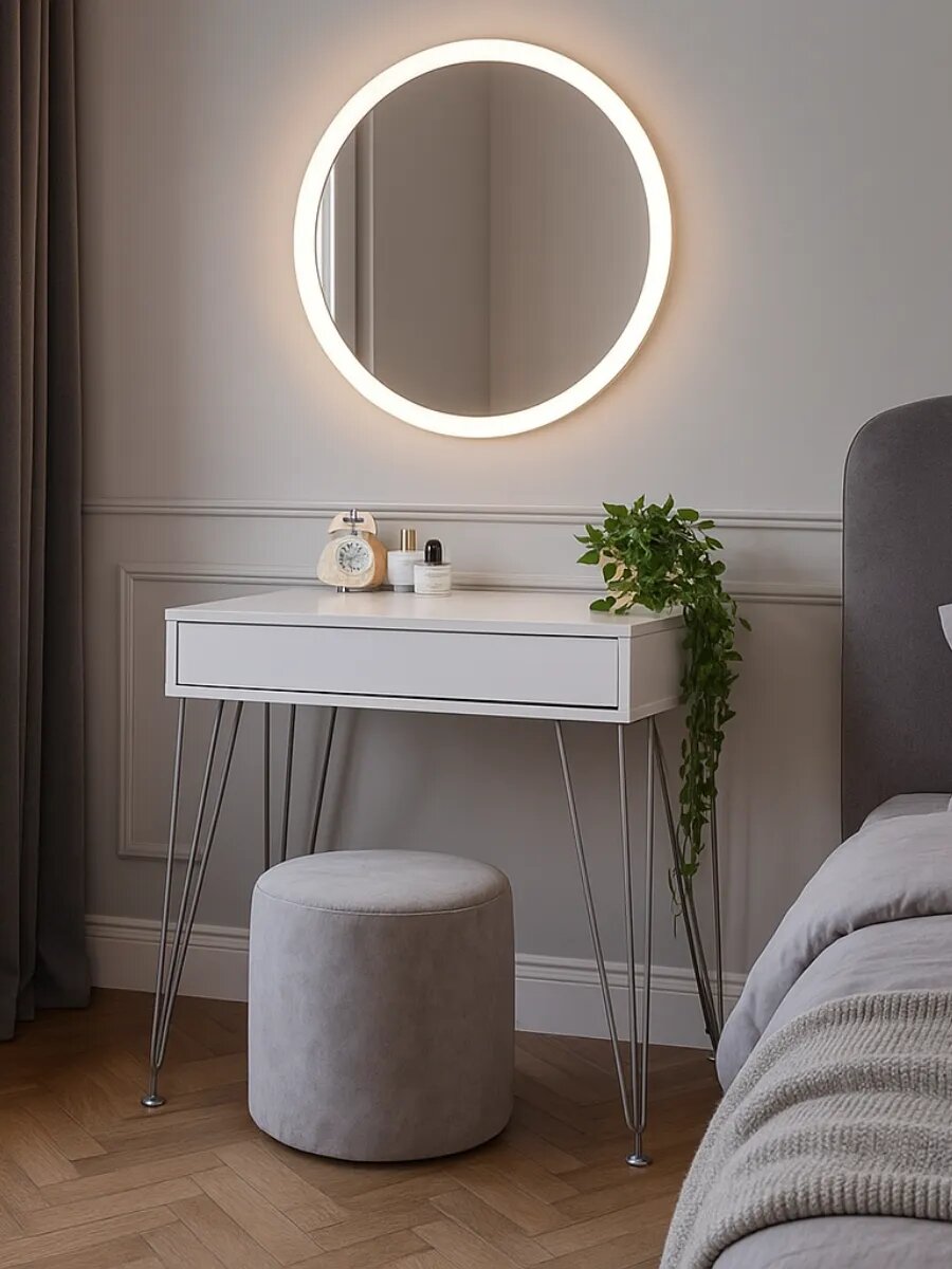 Туалетный столик с ящиком гримерный, для макияжа, с железными ножками, столик в комнату, стол прямоугольный, письменный