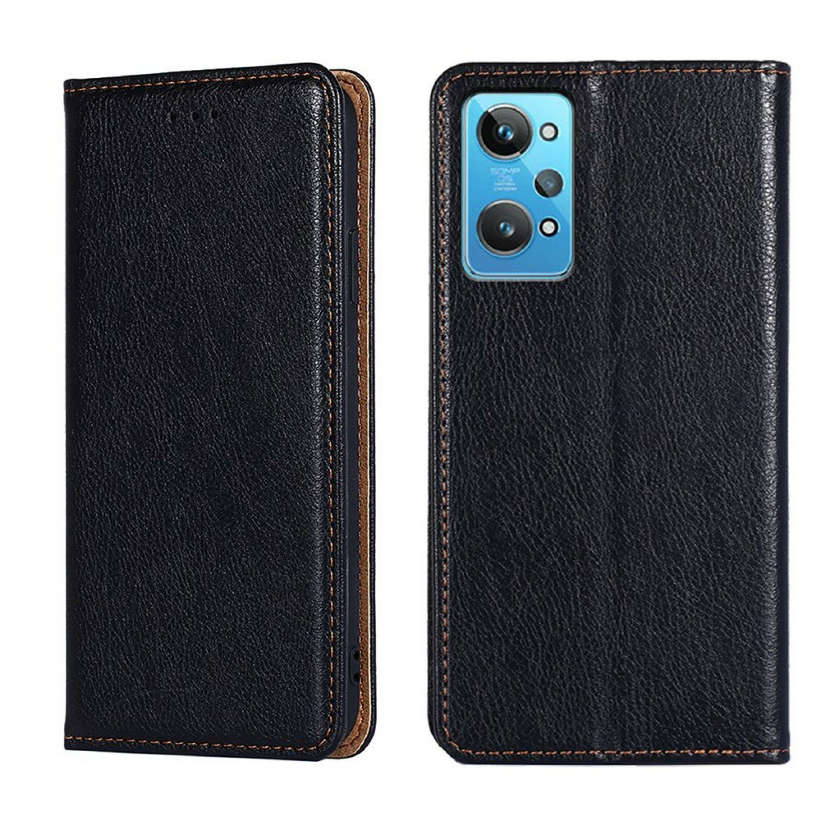 Чехол-книжка MyPads для Realme GT Neo2 и Neo 3T черный из искусственной кожи
