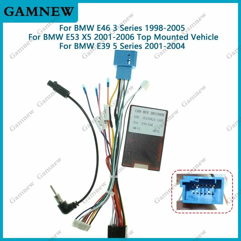16-контактный адаптер жгута проводов с декодером CANbus для BMW E46 / E39 / E53 X5 — питание Android-магнитолы