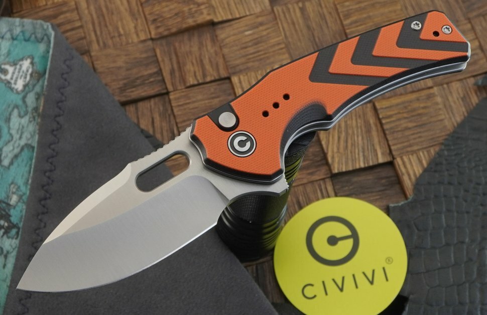 Складной нож Civivi Vexron, сталь 14C28N, S, рукоять черно-оранжевый G-10