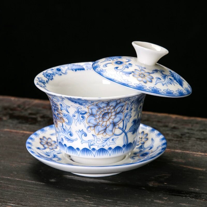 Ручная роспись цветка лотоса на фарфоровом чайнике с плавающей крышкой, 2024 модель, идеально подходит для церемонии