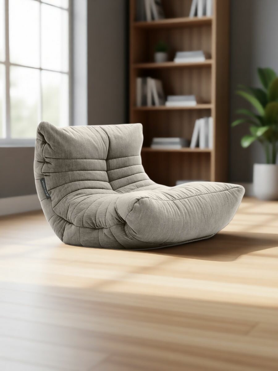 Бескаркасное дизайнерское кресло для отдыха дома aLounge - Acoustic Sofa - Keystone Grey (шенилл, серый) - лаунж мебель в гостиную, спальню, детскую, офис, на балкон
