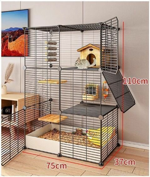 Клетка премиум для белок, шиншилл и кроликов с колесами, габариты 75 на 37 на 110 см