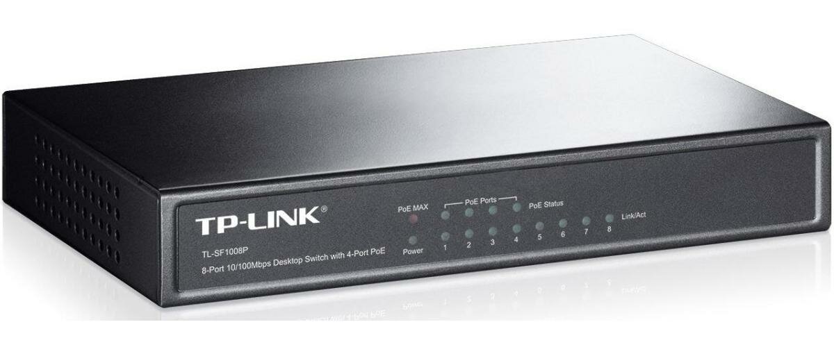 Коммутатор 8-портовый TP-Link TL-SF1008P, 8 портов 10/100Mbps 4x15W PoE, PoE