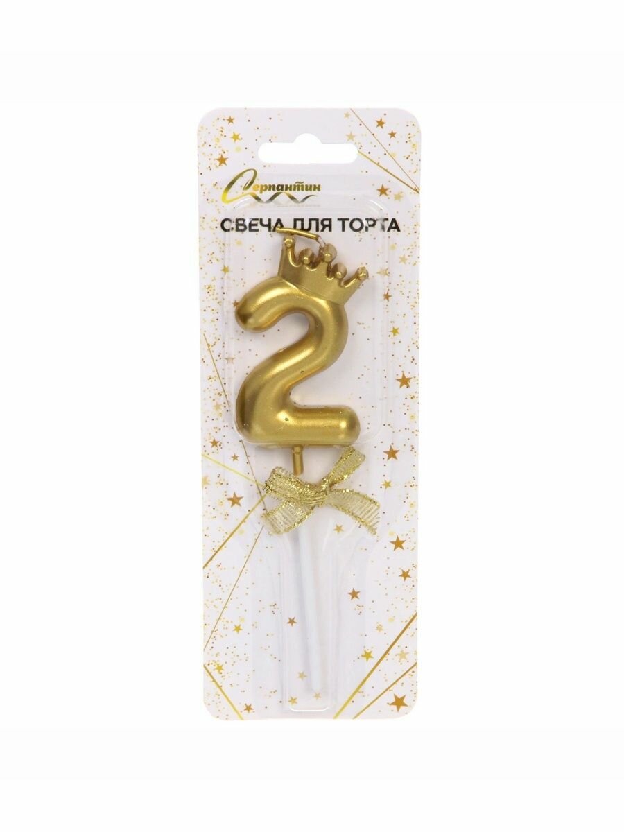 Свеча для торта Цифра Бантик "2" 12.5 см