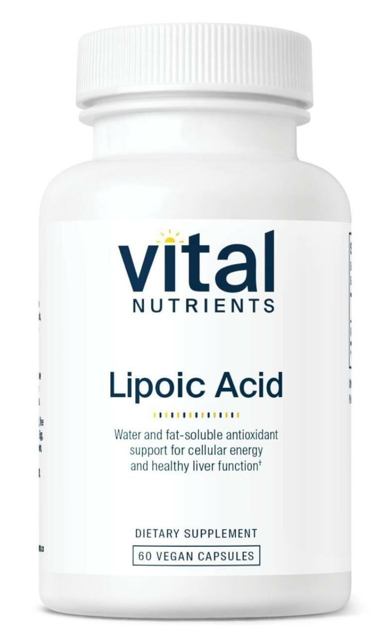 Vital Nutrients Альфа-липоевая кислота для антиоксидантной защиты и поддержки энергии организма 60 капсул