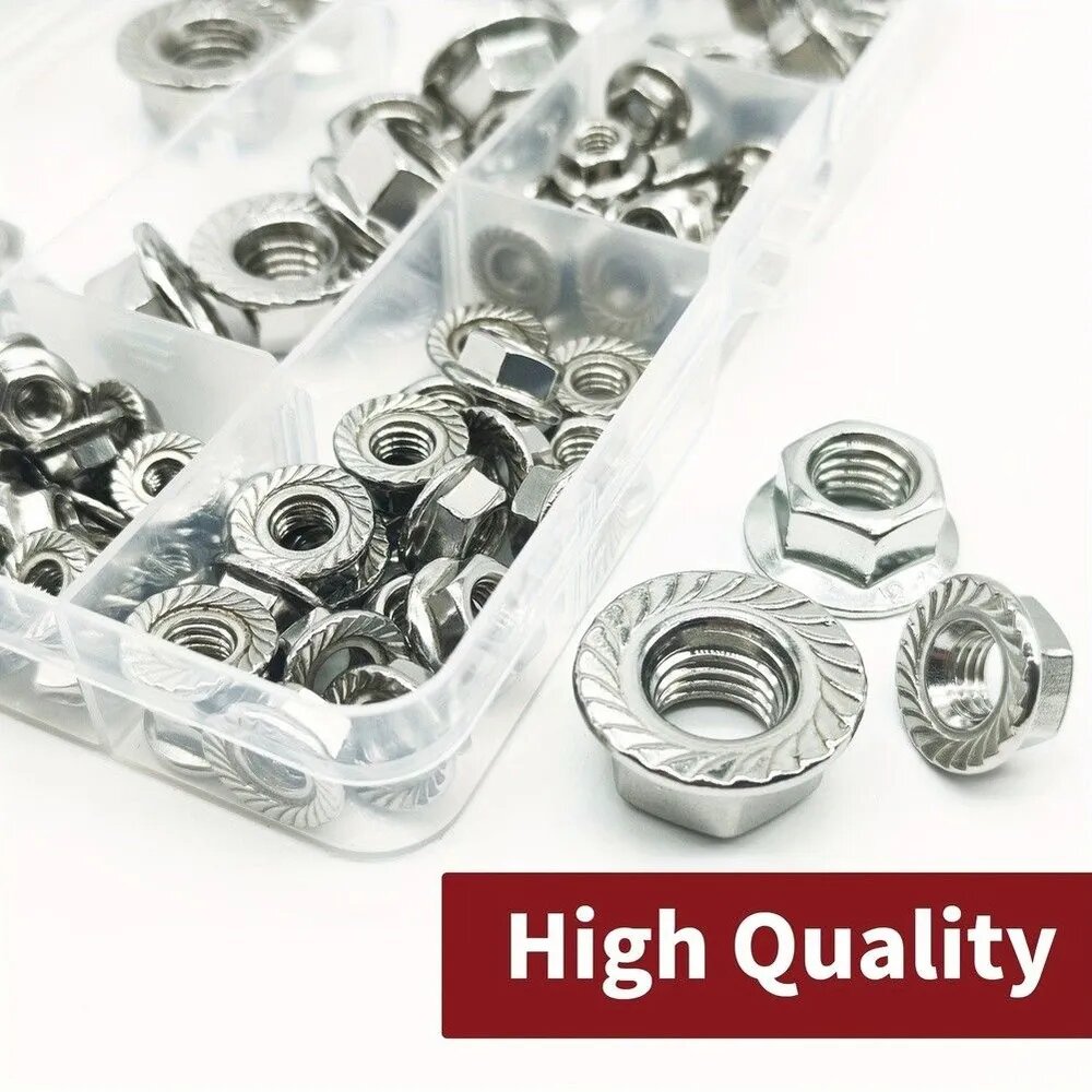 Комплект шестигранных фланцевых гаек из нержавеющей стали 304 DIN 6923, 138 шт, для M3, M5, M6, M8, M10
